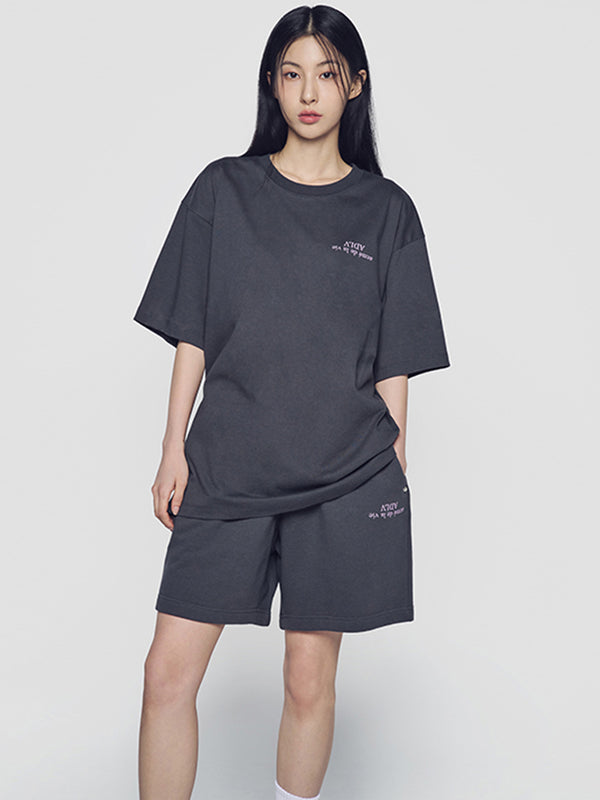 Adlv Upside Down Logo Basic Tee Charcoal | Glue Store