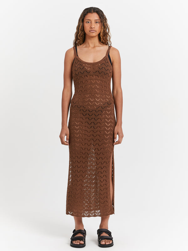 Rhythm Marketta Midi Dress Chocolate | Glue Store