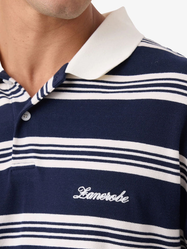 Zanerobe Box Crop Polo Shirt Navy/White | Glue Store
