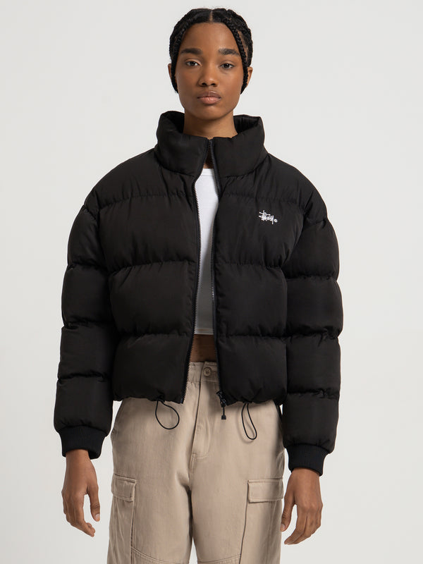 Stussy Graffiti Puffer Jacket in Black Black | Glue Store