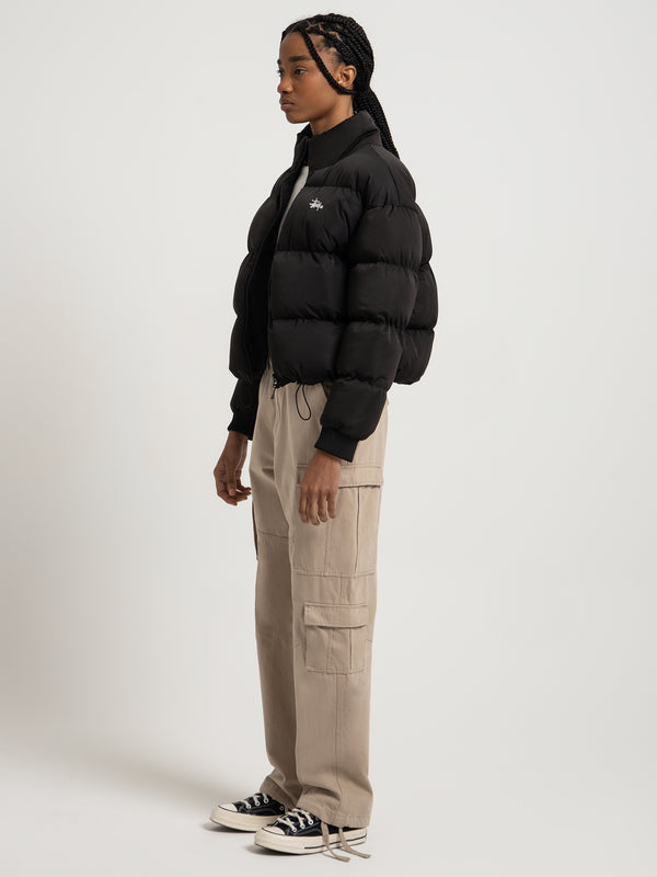 Stussy Graffiti Puffer Jacket Black | Glue Store