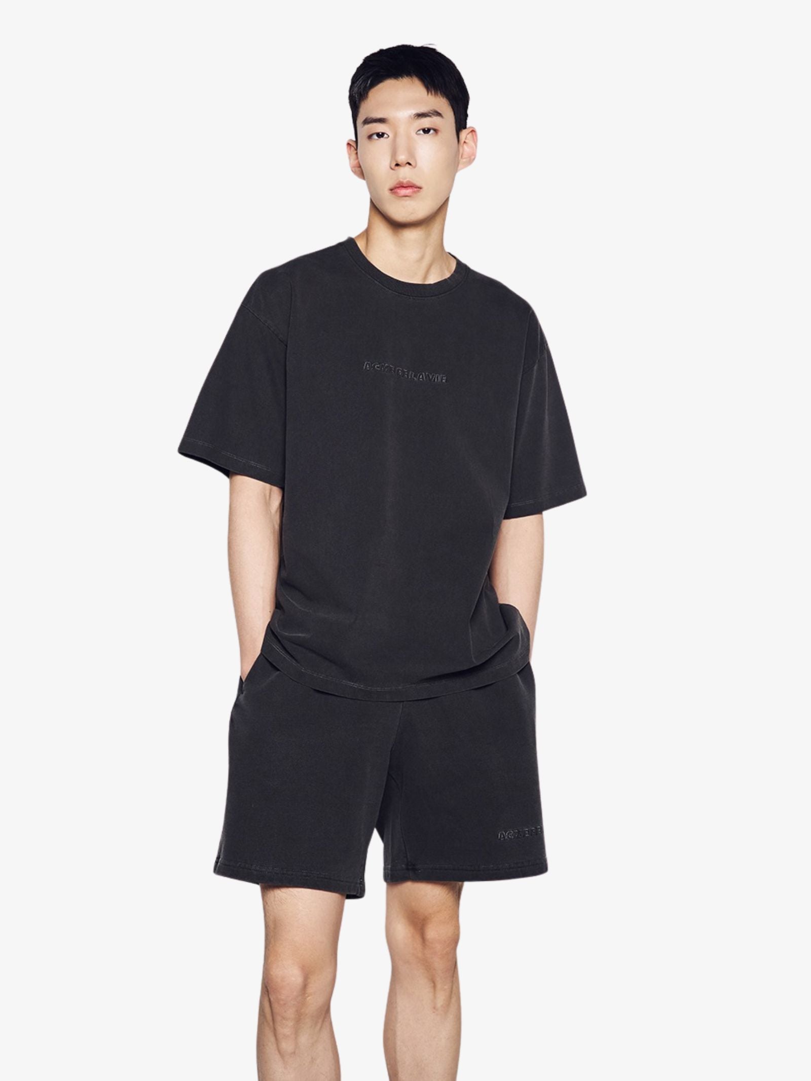 ADLV Simple Logo Pigment Short Sleeve T-Shirt Charcoal