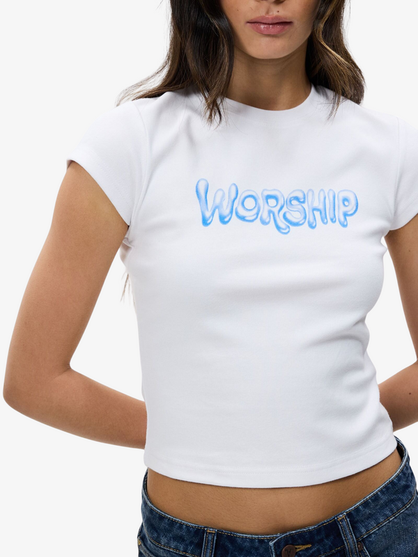 Worship Flubba Cap Sleeve Tee WHITE | Glue Store