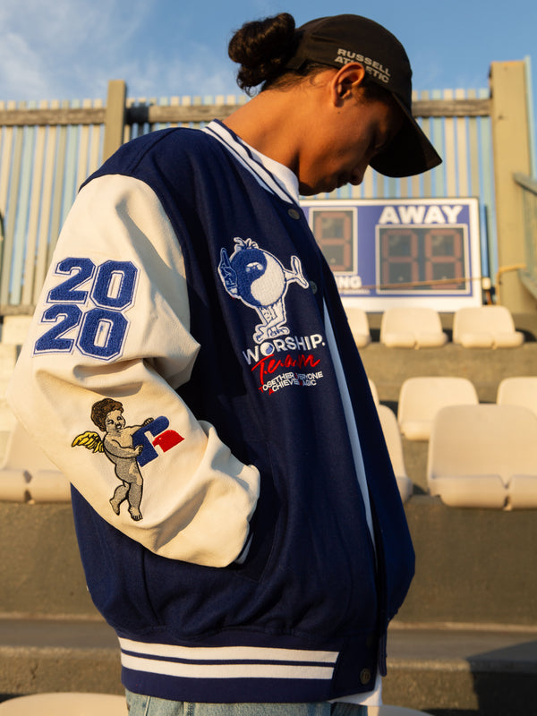 Worship Team Spirit Letterman Jacket Blue | Glue Store