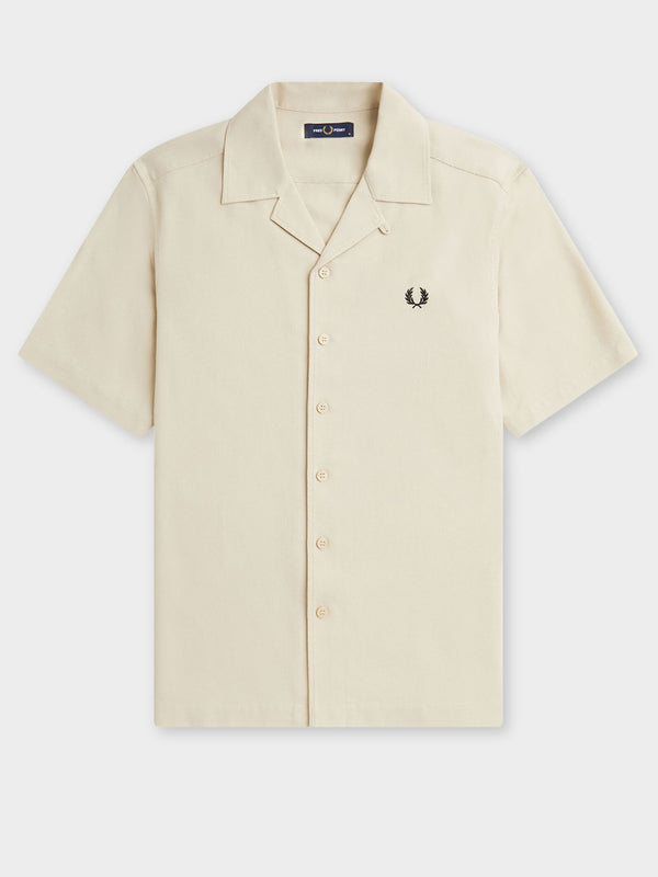 Fred Perry Pique Texture Revere Shirt Oatmeal | Glue Store
