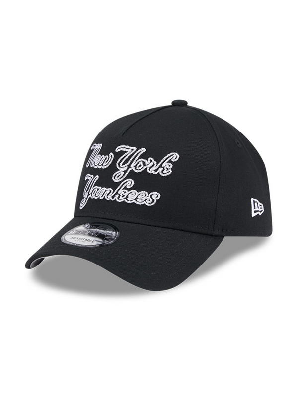 New Era Chainstitch Script 9FORTY A-Frame Cap Black/Grey