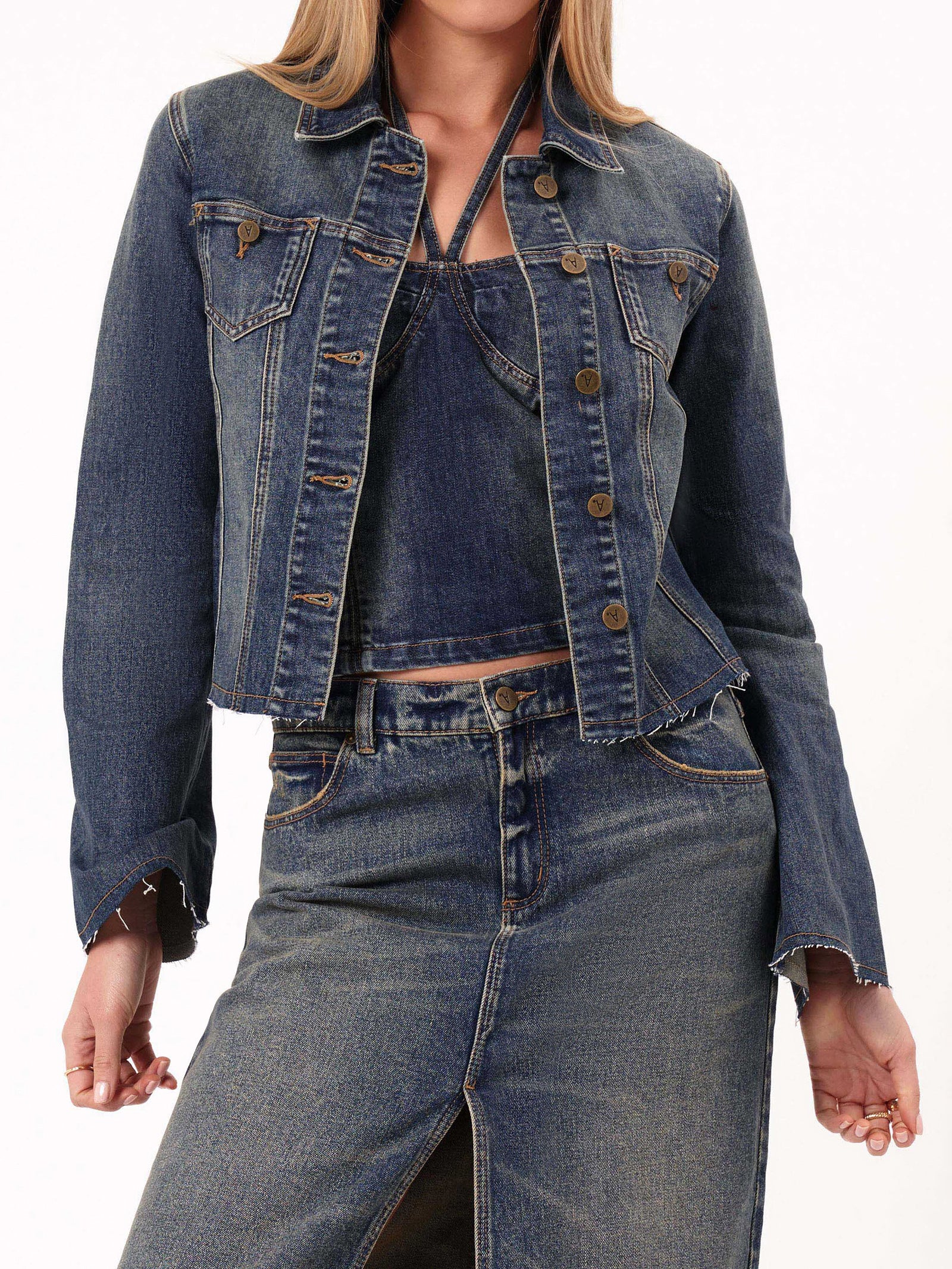 Abrand Zendaya 00 Denim Jacket Dark Vintage Indigo