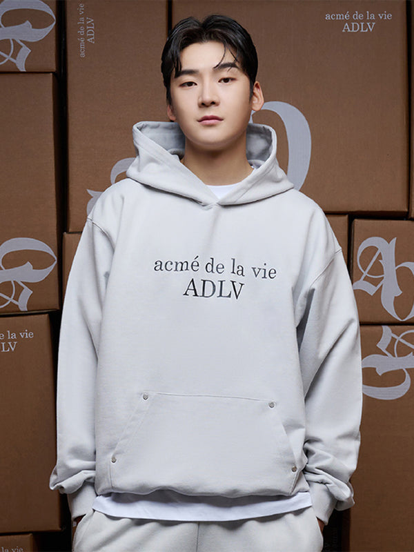 ADLV Circle Symbol Rivet Hoodie Grey | Glue Store