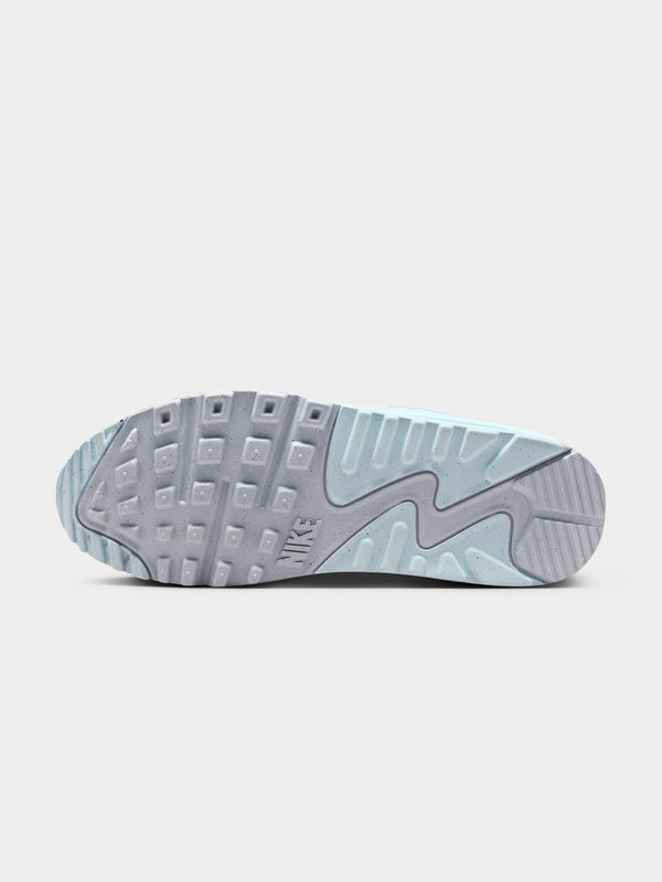 Nike Womens Air Max 90 White/Light Silver/Glacier Blu