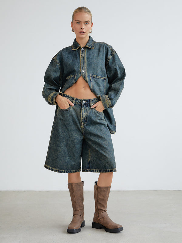 Beyond her Chelsea Short Tinted denim | Glue Store