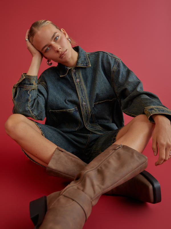 Beyond her Chelsea Shacket Tinted denim | Glue Store