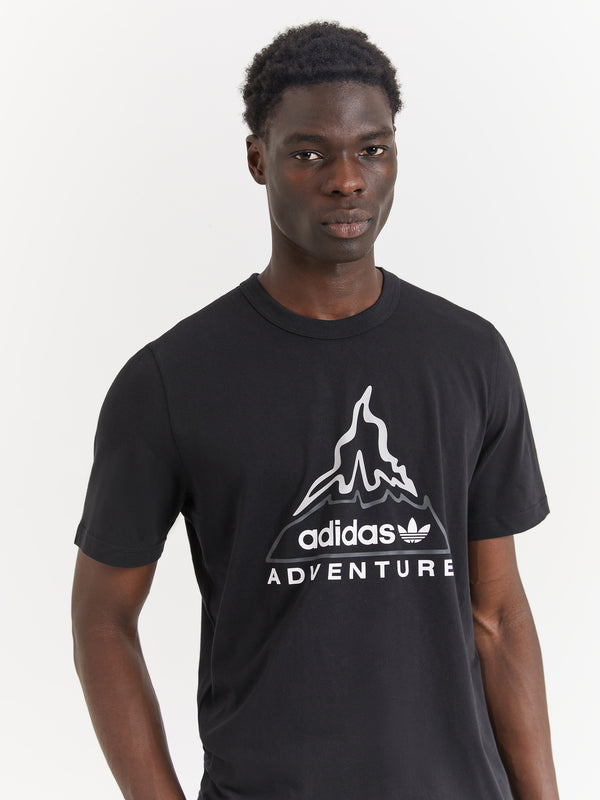 Adidas Adventure Graphic Volcano T-Shirt in Black Black | Glue Store