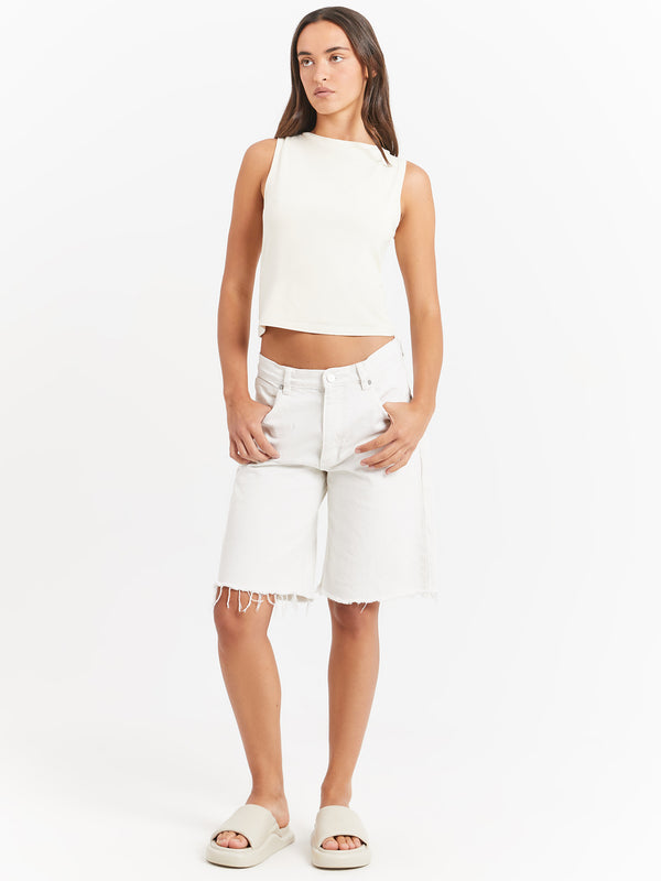 Abrand Denim Jorts in Pearl White Pearl | Glue Store