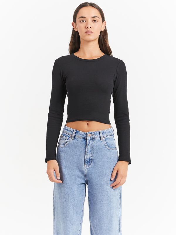 Beyond Her Georgie Long Sleeve Top Black | Glue Store