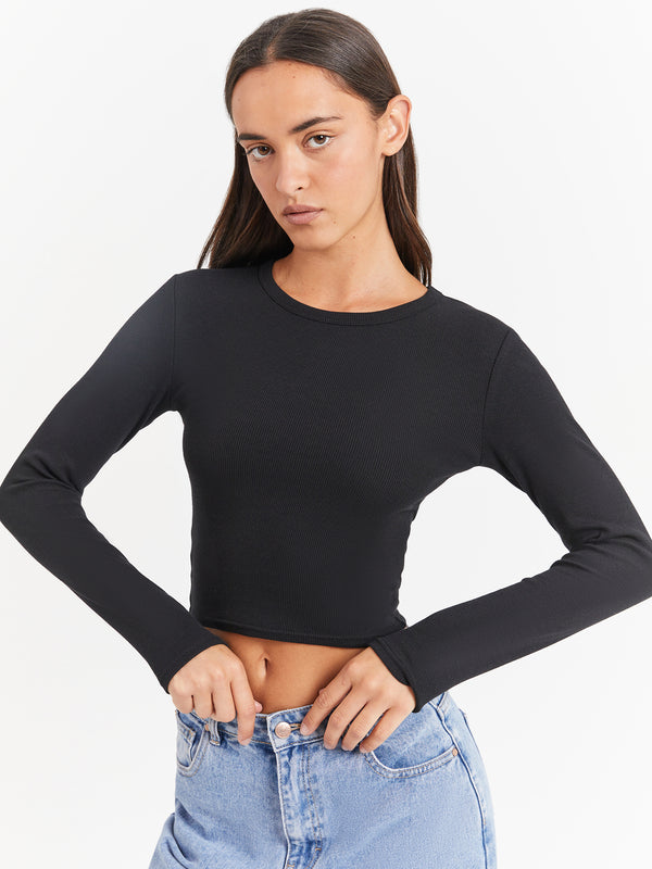 Beyond Her Georgie Long Sleeve Top Black | Glue Store