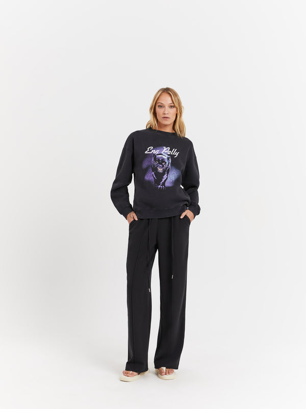 Ena pelly Panther Relaxed Sweater in Washed Black | Glue Store