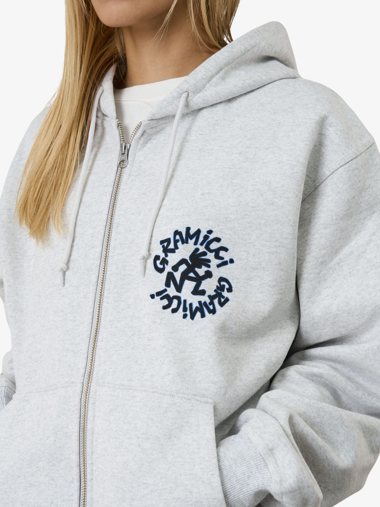 Gramicci Running Man Zip Hooded Sweatshirt Heather Ash