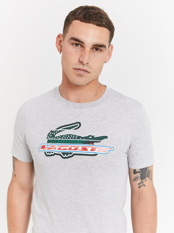 Lacoste Logo Croc Tech Jersey T-Shirt Silver | Glue Store