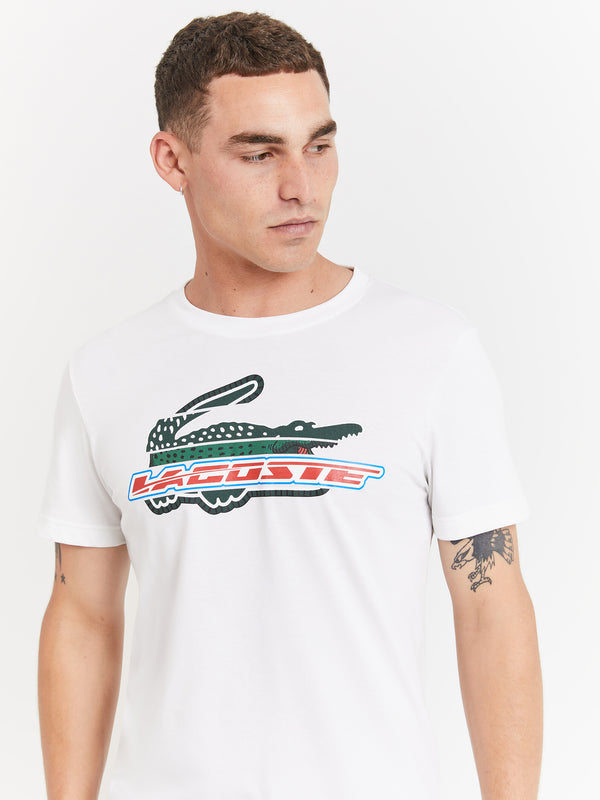 Lacoste Logo Croc Tech Jersey T-Shirt White | Glue Store