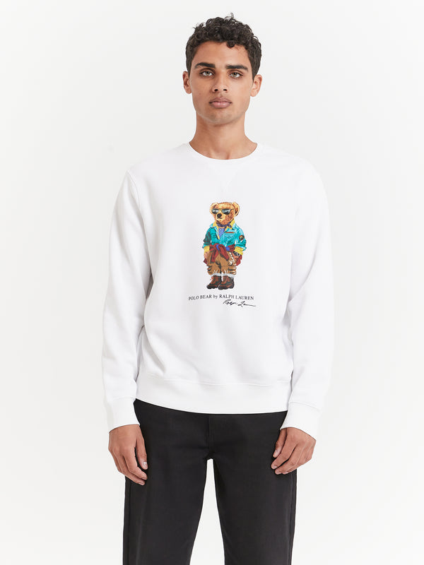 Polo Ralph Lauren Outdoor Bear Crew Sweat White | Glue Store