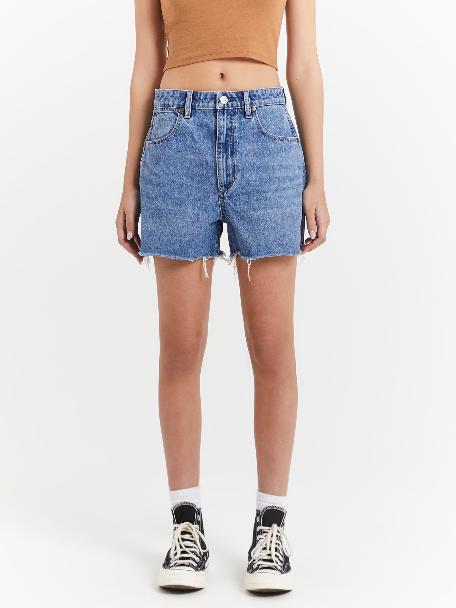Wrangler Hi Bells Shorts Wipeout Blue | Glue Store
