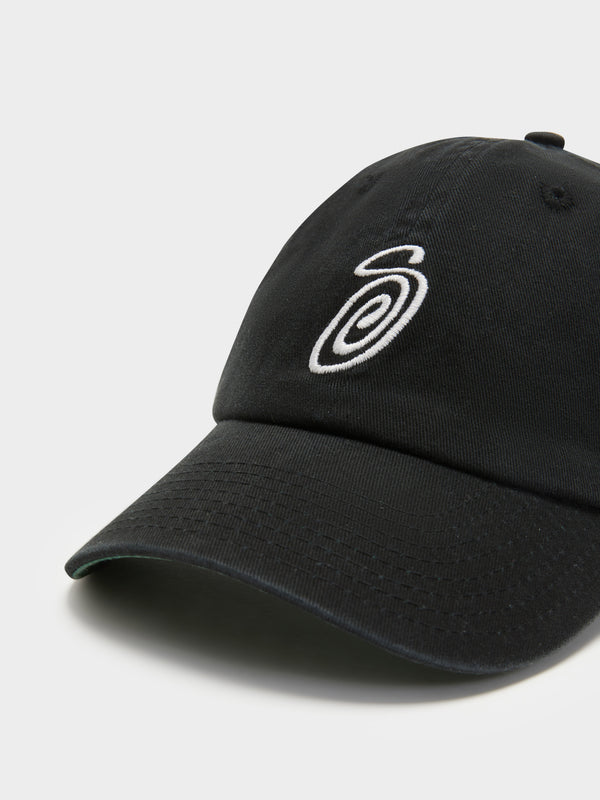 Stussy Swirly S Low Pro Cap in Black Black | Glue Store