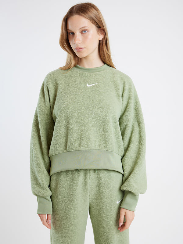 Nike Sportswear Plush Mod Cropped Crewneck Oil green/sail | Glue Store