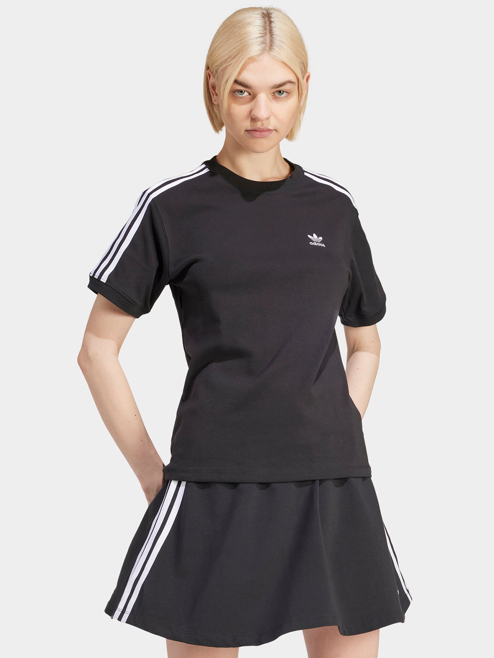 Adidas 3 Stripe T-Shirt Black | Glue Store
