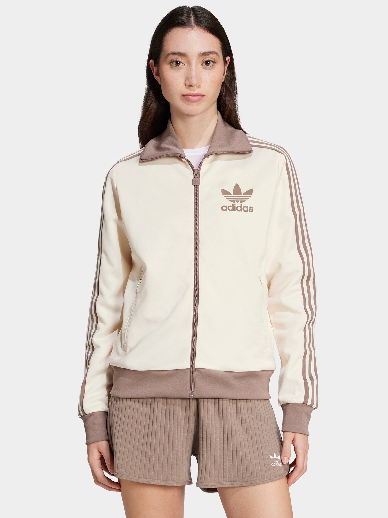 Adidas Classic Track Top Wonder white/trace brown | Glue Store