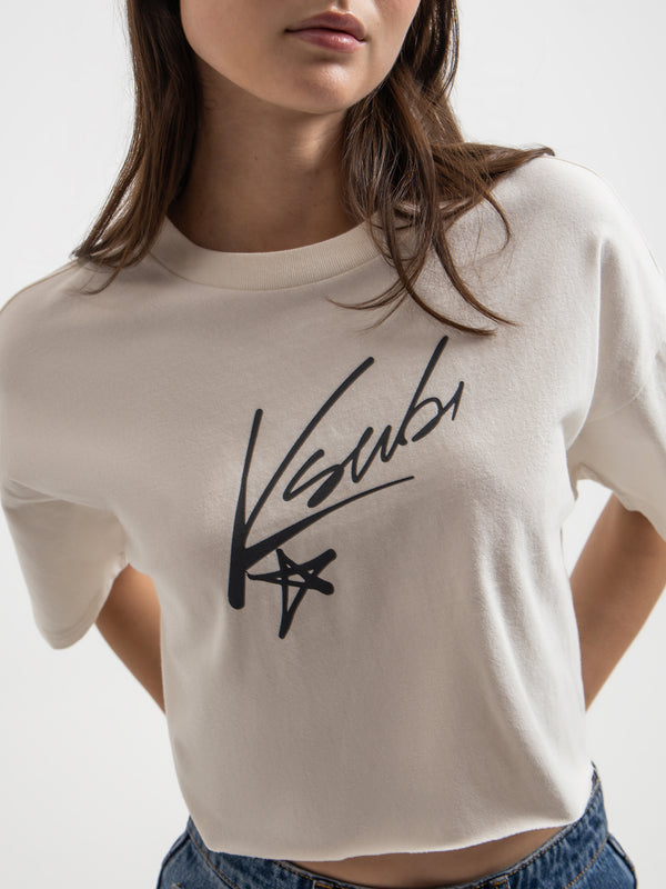 Ksubi Sprayed OH G Crop T-Shirt White | Glue Store