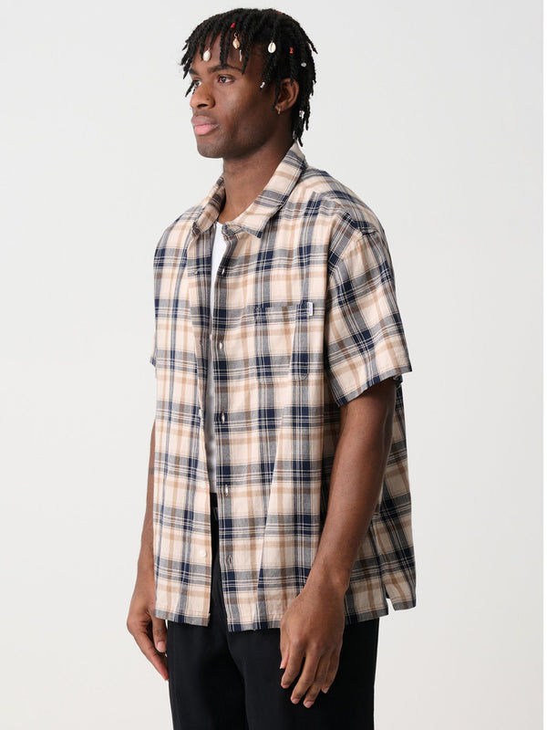 Xlarge Push Check Short Sleeve Shirt Navy | Glue Store
