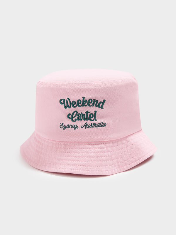 Weekend Cartel Script Bucket Hat Pink | Glue Store