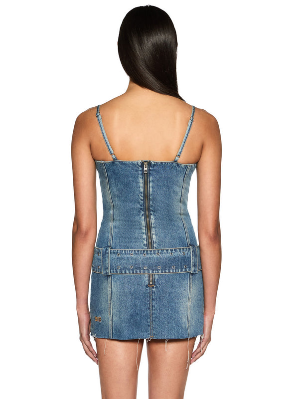 Ksubi Dauphine Belted Mini Dress Aged Denim | Glue Store
