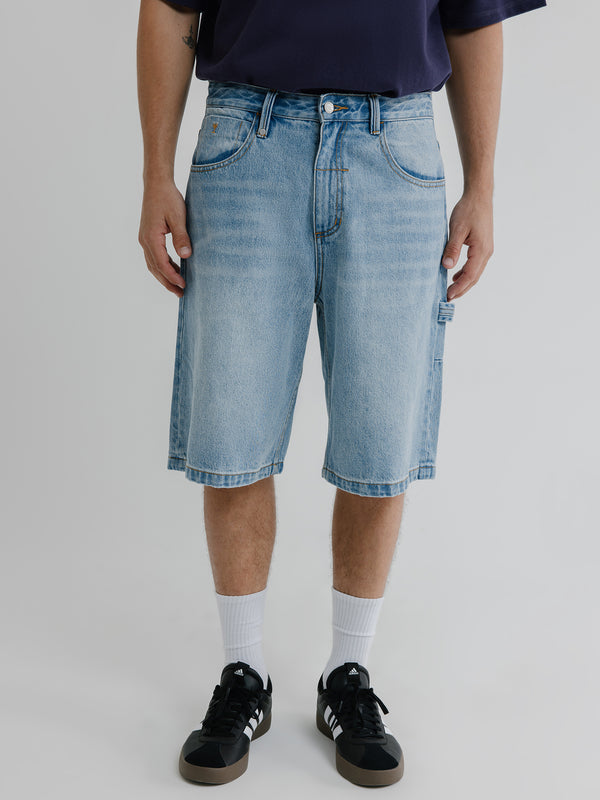 Thrills Big Slacker Lifted Embro Shorts Dirty Weathered Blue