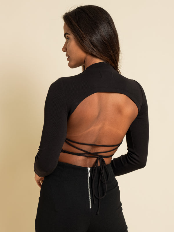 First Mse Cleo Tie Back Top Black | Glue Store