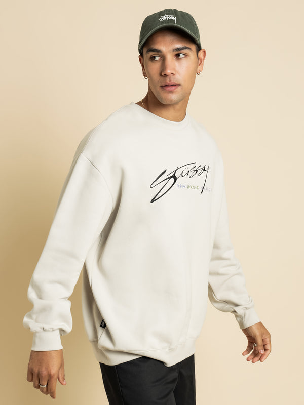Stussy New Wave Crew in Sand S | Glue Store