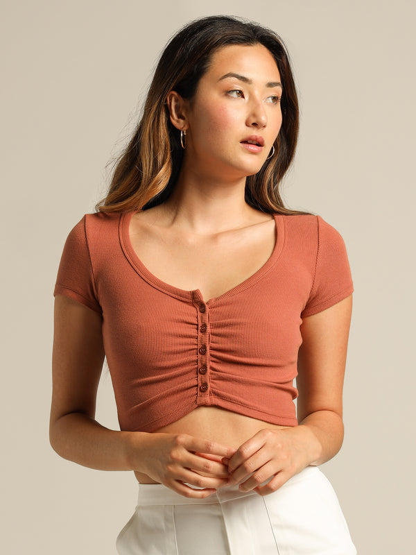 Beyond Her Corrine Short Sleeve Cardi Brick | Glue Store