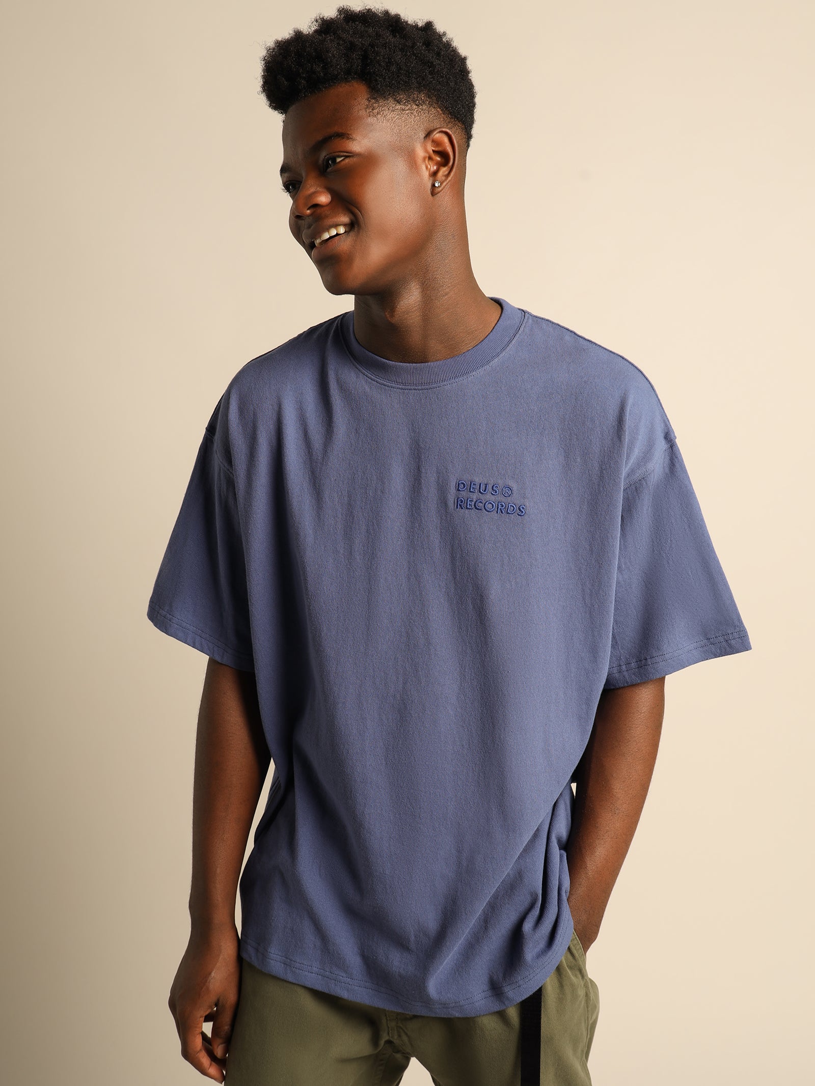 Deus Deus Records All Caps T-Shirt Light Blue | Glue Store