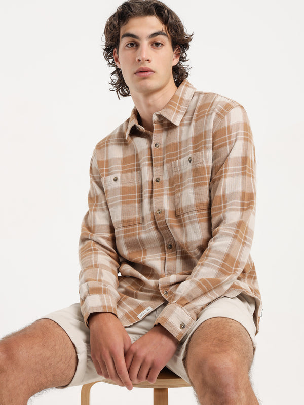 å Anderson Plaid Long Sleeve Shirt in Sandalwood Sandalwood | Glue Store