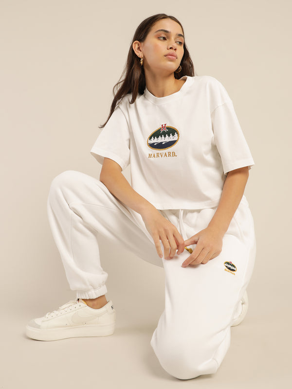 Ncaa Harvard Rowing Crest Crop T-Shirt in White White | Glue Store