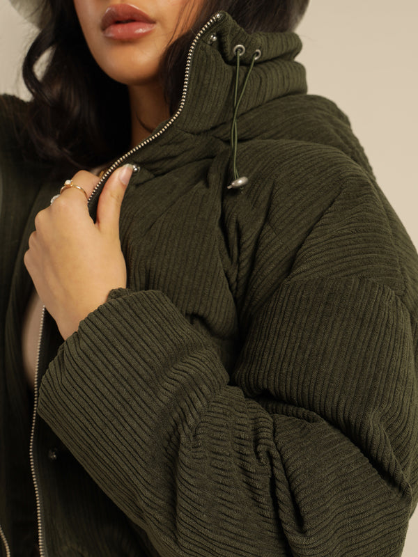 Beyond Her Ruby Hooded Puffer Jacket Forest | Glue Store