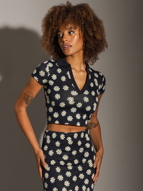 Beyond Her Pixie Top Navy Daisy | Glue Store