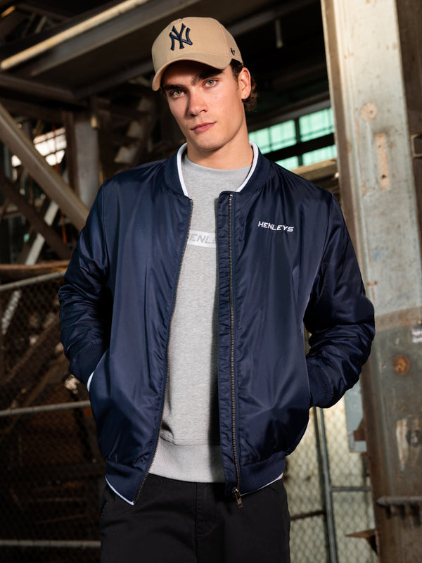 Henleys Relay Bomber in Navy Blue Navy | Glue Store
