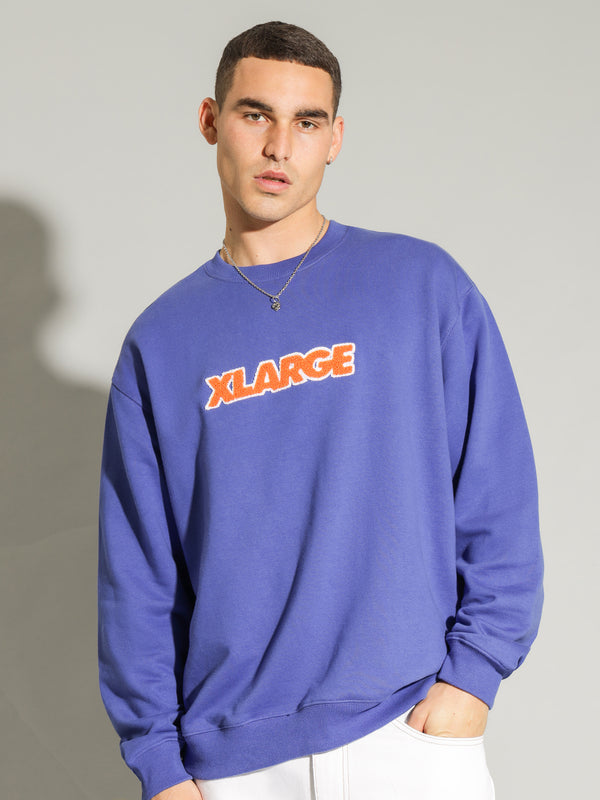Xlarge Chenille Text Logo Crew Royal blue | Glue Store