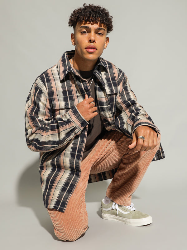 Weekend cartel Collusion Overshirt in Navy Plaid | Glue Store