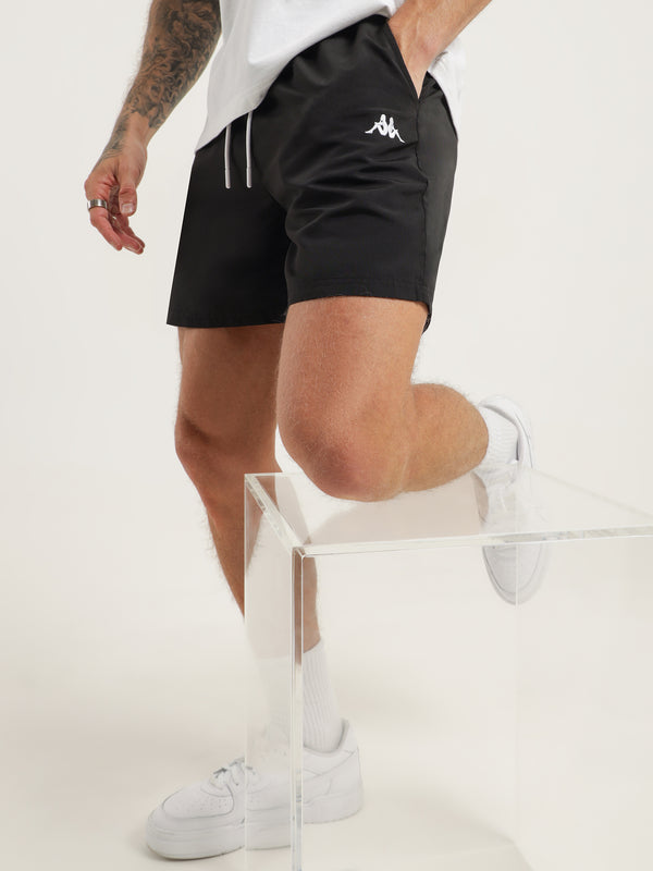 Kappa Authentic Hylon Shorts FX5 Black Onyx - White