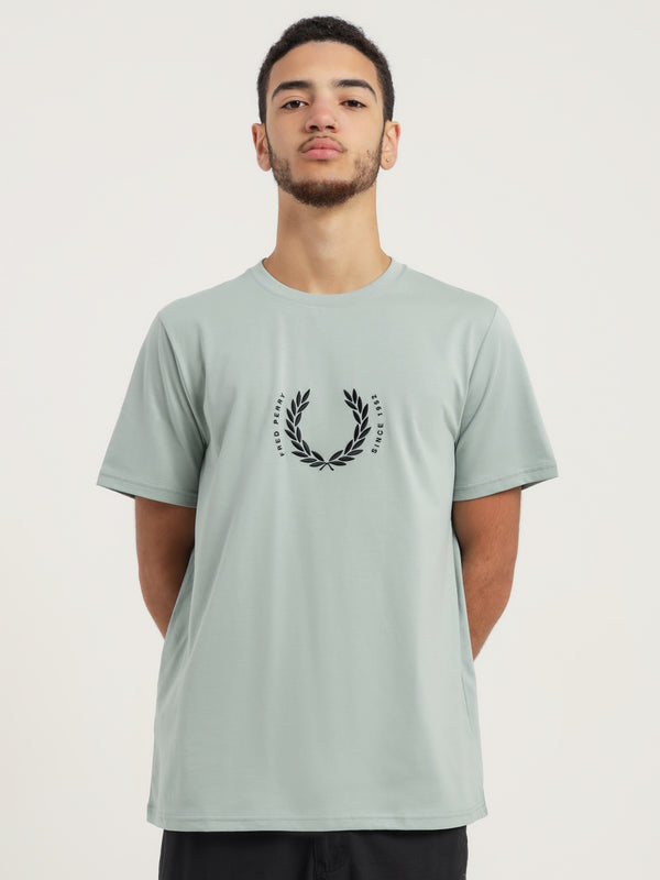 Fred perry Circle Branding T-Shirt in Silver Blue | Glue Store