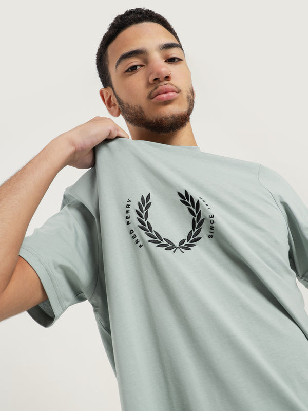 Fred perry Circle Branding T-Shirt in Silver Blue | Glue Store