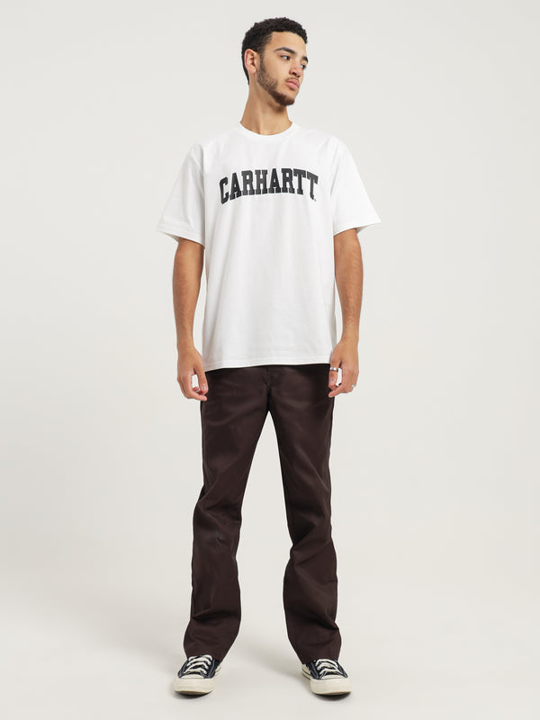 Short Sleeve University Script T-Shirt in White & Black - Glue Store