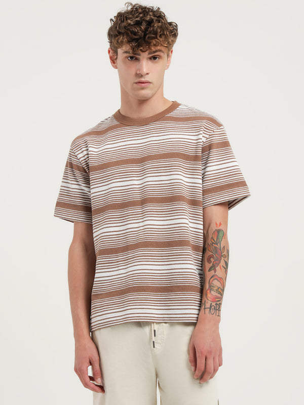 Article one Clemens T-Shirt in Camel Camel stripe | Glue Store